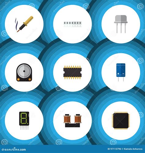 Flat Icon Device Set Of Microprocessor Hdd Repair And Other Vector