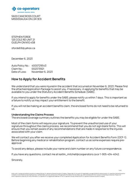 Accident Claim 002373921 Stephen Forde Ocb1 Form Download Free Pdf