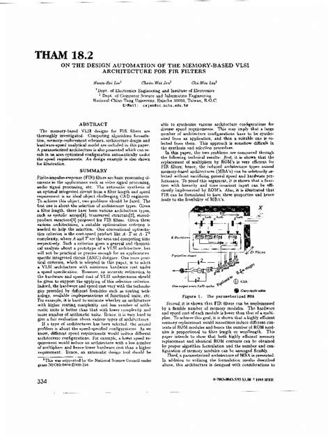 On The Design Automation Of The Memory Based Vlsi Architecture For Fir