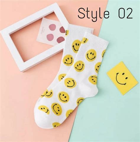 Women Smiley Face Socks Cotton Socks Smile Face Cotton Socks Etsy