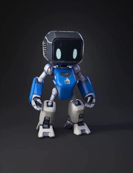 Robot 3d Model Blue And Silver Robot With A Large Square Head Glowing