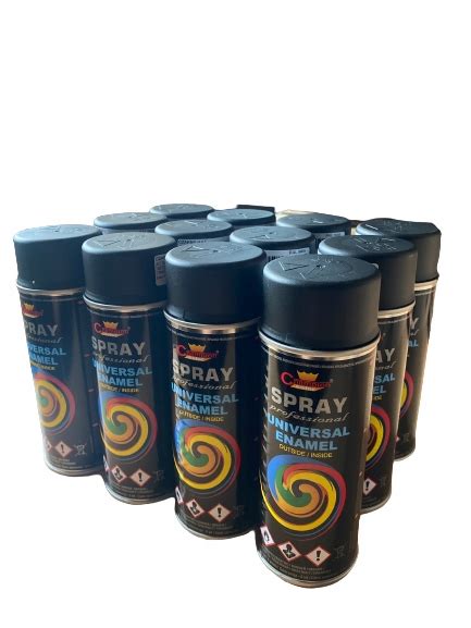 LAKIER 12 szt SPRAY FARBA EMALIA 400ml RAL 9005 CZARNY MAT 127 20 zł
