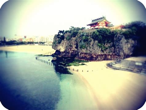 Across Naha Beach Naha Beach Bluewaters Temple Cliffside Japan