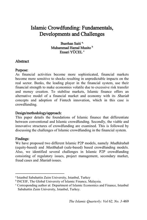 PDF Islamic Crowdfunding Fundamentals Developments And Challenges