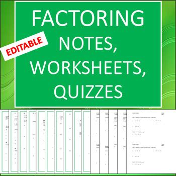 Alg Factoring Review And Solving By Factor Notes Hw Quizzes Keys