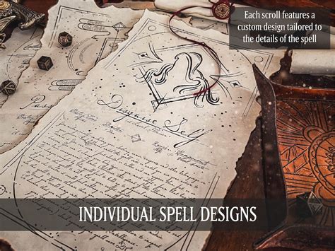 Dnd Printable Spell Scrolls Dm Ttrpg Prop Blackwhite Design Set 5