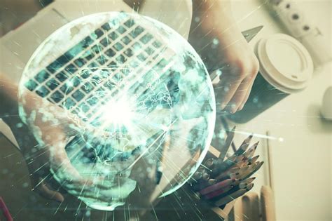 Premium Photo Multi Exposure Of Woman Hands Typing On Computer And Business Theme Hologram