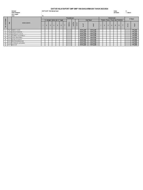 Format Nilai Kkm 75 Kelas Lx Ganjil Pdf