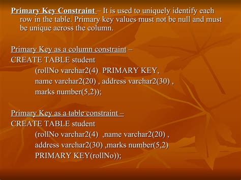 Constraints In Sql Ppt