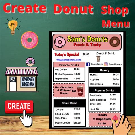 Donut Shop Menu Project Activity Resource Create A Business Marketing