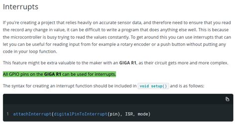 Interrupt Pins On Giga GIGA R WiFi Arduino Forum
