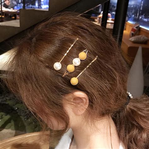 Badu Bg 3 бр компл Симулирани перлени фиби за коса Аксесоари Дамски