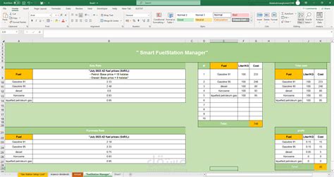 نظام إدارة مبيعات وأرباح محطة وقود باستخدام برنامج Excel مستقل