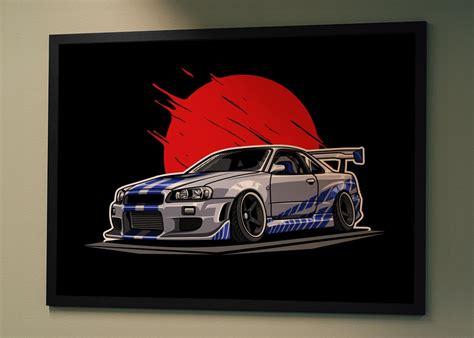 Nissan Gt R R34 Godzilla Ff Pósters Y Art Prints De Heru Kurniawan