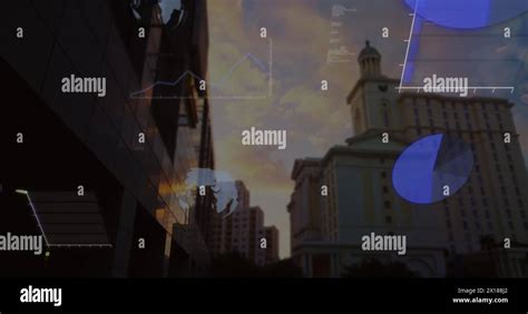 image of globes graphs computer language over low angle view of