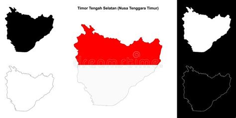 Timor Tengah Selatan Outline Map Stock Vector Illustration Of Shape