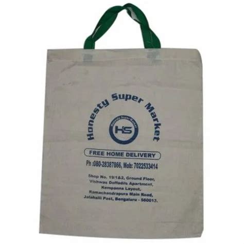Light Beige Loop Handle Printed Cotton Carry Bag For Shopping At Rs 15