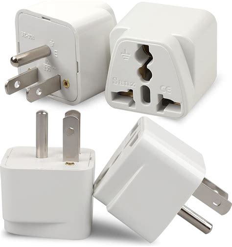 4 Pack Universal Adapter Europe To US Plug Travel Adapters White
