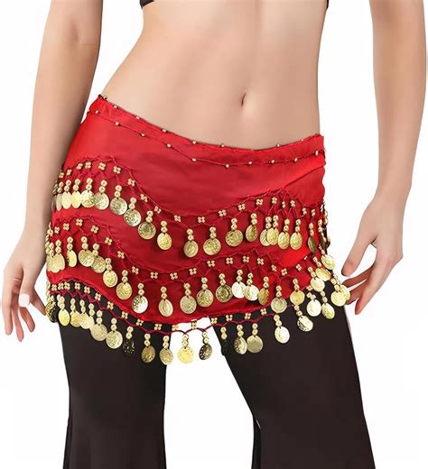 Belly Dance Hip Scarf Red Dancer Outfit Skirt Women