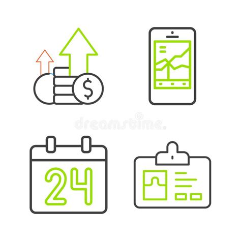 Set Line Identification Badge Calendar Mobile Stock Trading And