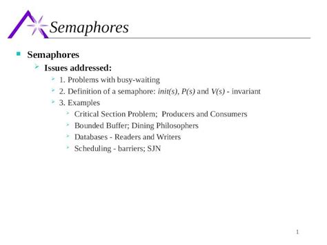 Ppt 1 Semaphores N Semaphores Issues Addressed 1 Problems With Busy