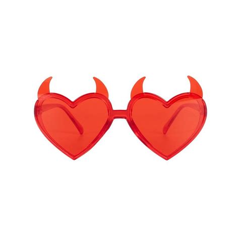 Horned Red Devil Womens Heart Shaped Halloween Glasses Big W