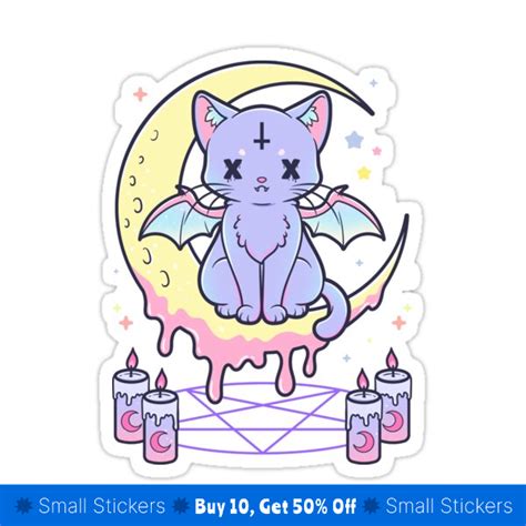 Kawaii Pastel Goth Cute Creepy Occult Cat Sticker By Cchiaw Pastel