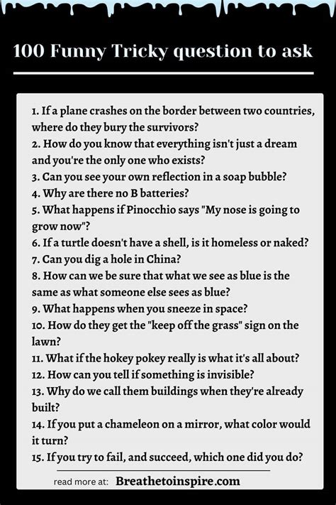 100 Funny Trick Questions And Answers Tricky Riddles Edition For Fun