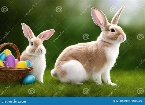 Easter Bunny With Eggs Ai Generated Using Generative Ai Stock