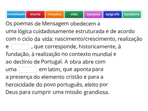 Texto Lacunar Mensagem Missing Word