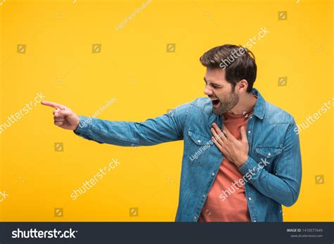 Handsome Man Laughing Pointing Finger Isolated Stock Photo Shutterstock