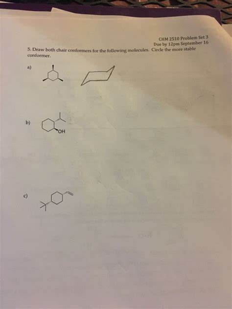 Solved Draw Both Chair Conformers For The Following Chegg