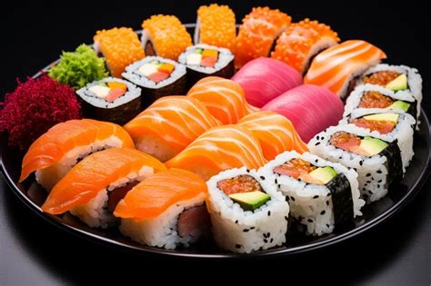 Premium Photo Assorted Sushi Platter