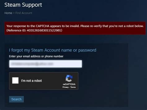 Recaptcha Always Failing Rsteam