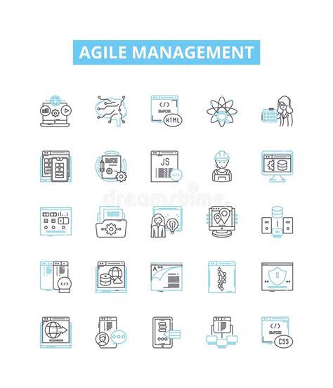 Agile Management Vector Line Icons Set Agile Management Process Product Development Scrum
