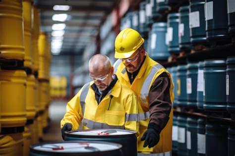 Premium Photo Two Men In Yellow Jackets And Hard Hats Working On