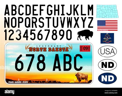 North Dakota Car License Plate Pattern Numbers Letters And Symbols