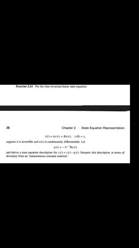 Solved Exercise 2 14 For The Time Invariant Linear State