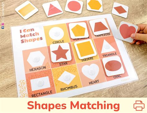 Shape Matching Printable Activity Babe Busy Book And Learning Binder Page Match The Shapes