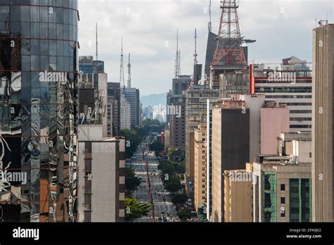 Paulista Avenue In Sao Paulo Brazil December 30 2022 Aerial View