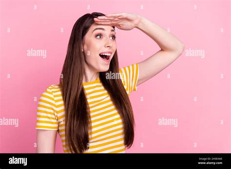 Profile Photo Of Joyful Young Millennial Lady Look Empty Space Wear