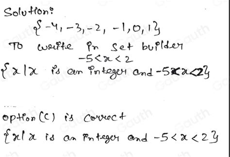 Solved Choose The Correct Set Builder Form For The Following Set