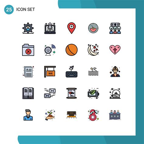 Pack Of 25 Creative Filled Line Flat Colors Of Meeting Eletrical Plus