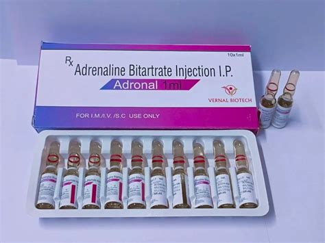 Adrenaline Bitartrate Injection Ip Vernal Biotech 10 X 1ml At ₹ 80