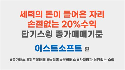 20수익내는 단기스윙 종가매매방법 예 이스트소프트 Youtube
