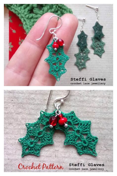 10 Christmas Holly And Berries Crochet Patterns Joyería De Ganchillo