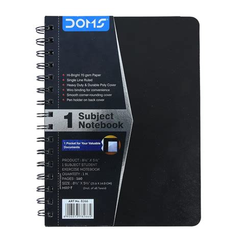 Doms Wiro Binding Notebook 1 Subject Ruled 70gsm 160 Pages Buy
