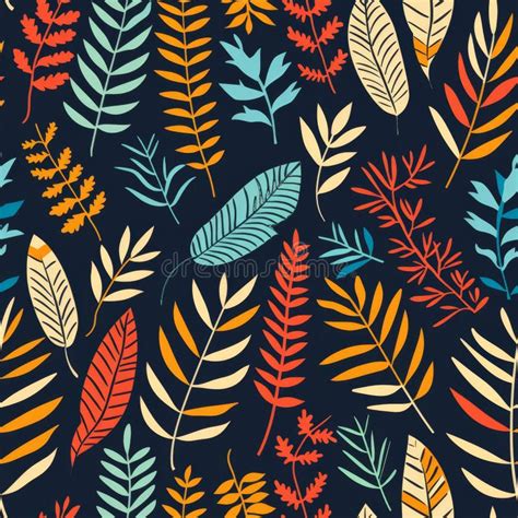 Vibrant Tropical Leaf Patterns On Dark Background For Modern Design
