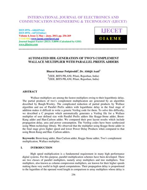 automated hdl generation of two s complement wallace multiplier with