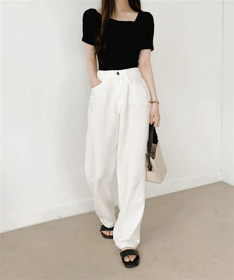 하이웨스트 와이드 코튼 데님 롱 팬츠 5color 데일리팬츠 여름데님 와이드팬츠 꾸안꾸룩 데일리룩 캐주얼룩